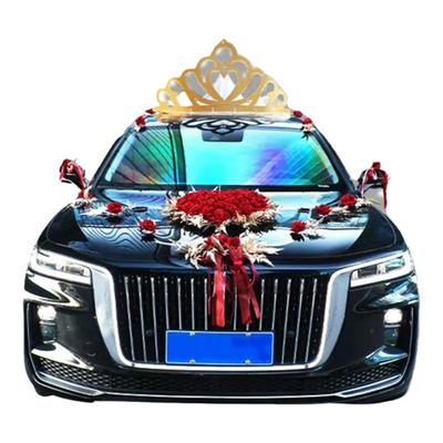 婚车装饰车顶大皇冠头纱花主车车队车头花网红花车结婚车花布置