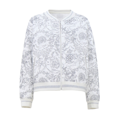 红人印花宽松针织棒球短外套女