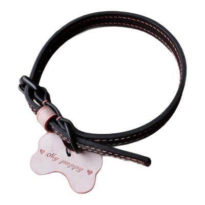 手工定制小狗牛皮甜酷手环sm颈圈