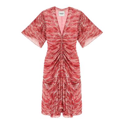 MARANT ETOILE2025 VIVIENNE法式V领印花短款雪纺连衣裙女