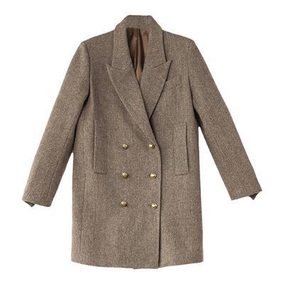 多着大女主宽肩羊毛双排扣长西装