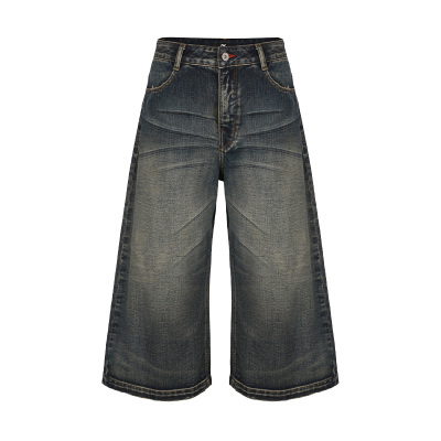 SEEKSIMPLE  复古水洗直筒八分牛仔裤女宽松显瘦百搭休闲裤D0563