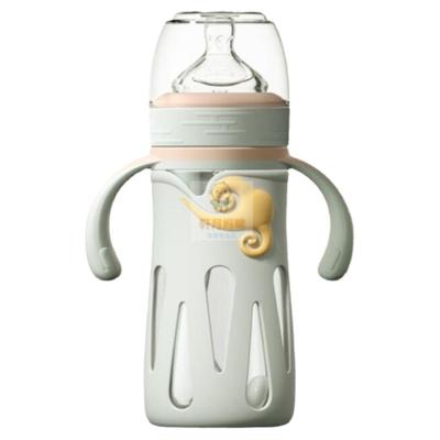 Dorje多吉宝贝硅胶套玻璃奶瓶宽口径防摔保护套120ml180ml240ml