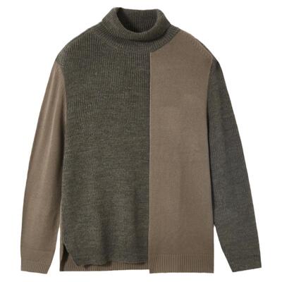 流石男装复古高领加厚针织衫2026年春季新款宽松套头打底毛衣男士