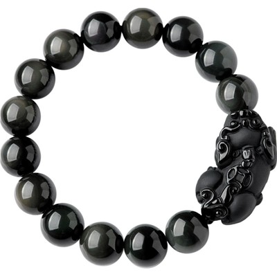 东海世家黑曜石貔貅珠子水晶手串