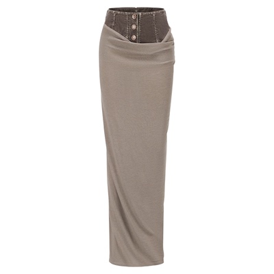 解构优雅不对称复古螺纹洗水半裙