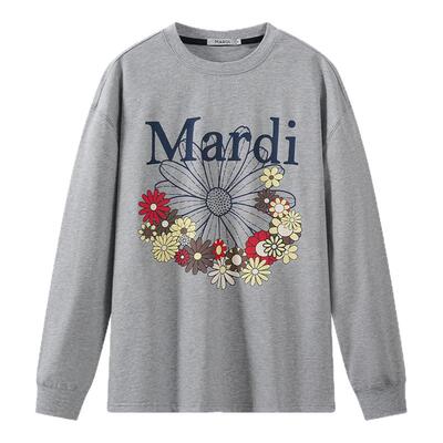 MARDI小雏菊刺绣长袖圆领T恤女