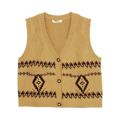 V领叠穿针织马夹上衣女