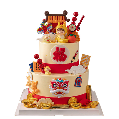满月宴中式儿童宝宝百天周岁蛋糕
