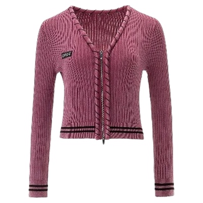 UHOT 26春夏新款女士短款针织开衫修身V领毛衣银泰百货 301590