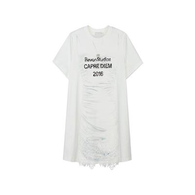 REVAN芮范设计师款闺房风印花T恤连衣裙RM31101195