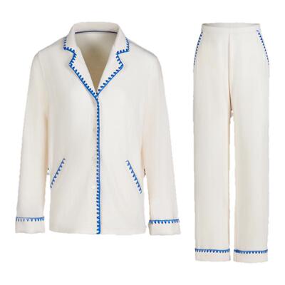 Creme女撞边家居服宽松舒适