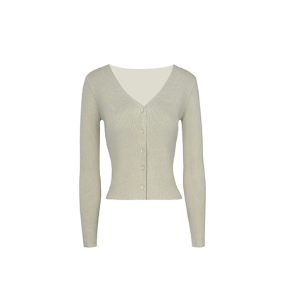 早春白开水针织挂脖背心开衫套组