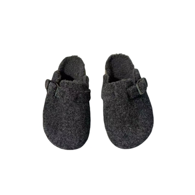 儿童棉拖鞋外穿秋冬新款加绒灰色