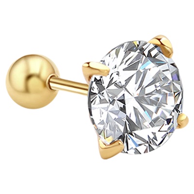 耳骨钉女水晶单只耳钉9K金高级