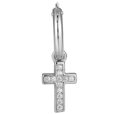 纯银锆石十字圆环嘻哈同款