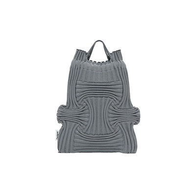 Desigual新款异形包黑白条纹针织肌理褶皱双肩包手提包