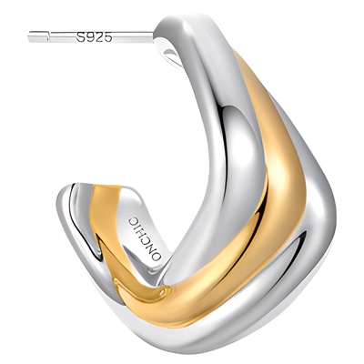 Onchic相契之环耳钉金银双色拼接