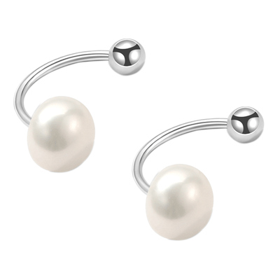 双头纯银日韩风珍珠女螺丝拧扣