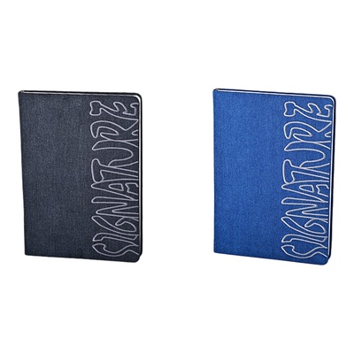 Signature牛仔布艺记事本 A5刺绣复古手账本高级感可定制本子