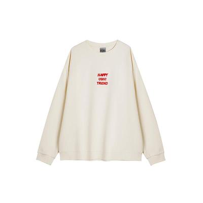 USHI悠时男士微落肩卫衣宽松质感休闲长袖秋季舒适百搭套头衫男装