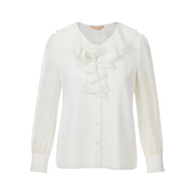 LIME莱茵花边领玫瑰胸花衬衫百搭长袖女上衣