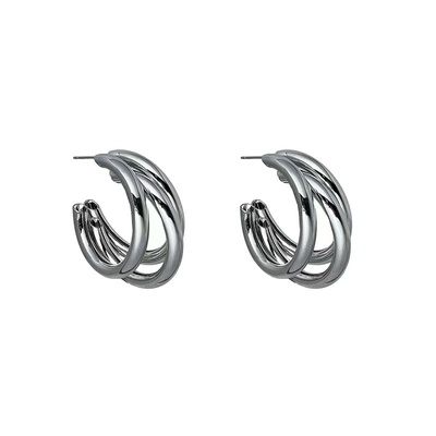 金属简约冷淡风C型圆圈耳环女