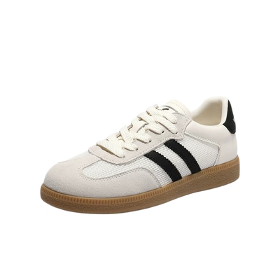 森达女款春季拼接平底休闲德训鞋