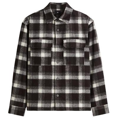 HM男装夹克冬季翻折领格子衫保暖长袖法兰绒外套1289787