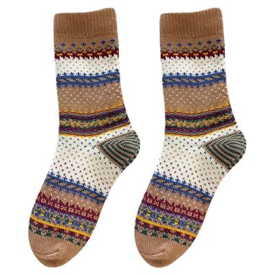 韩国保暖女精梳棉费尔岛中筒袜潮