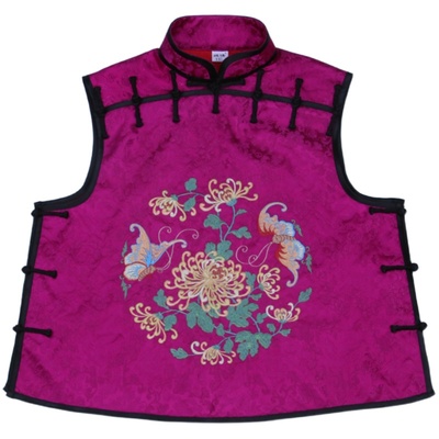 刺绣缄倩民族风短款立领马甲