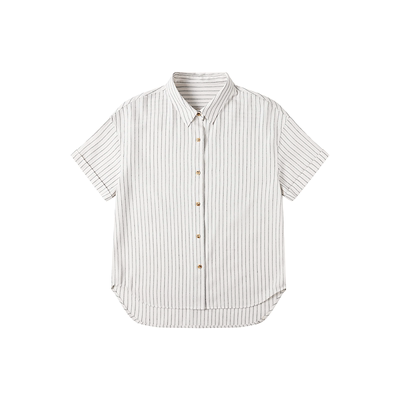 色织条纹衬衫/短裤套装 柔韧透气 挺括有型 男女款外套 全松紧腰