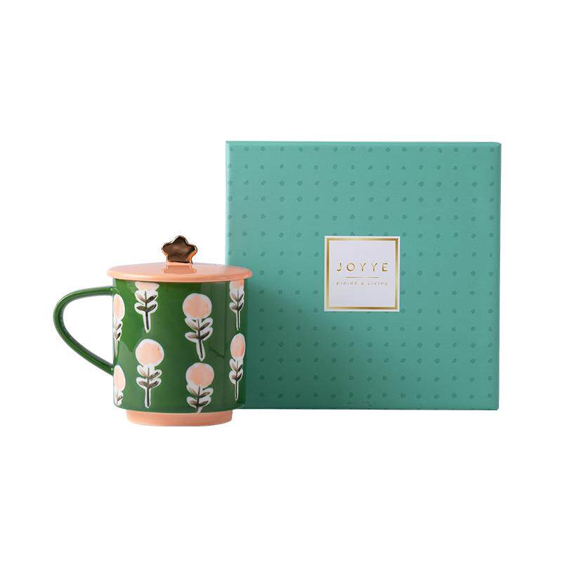 JOYYE可爱水杯女生高颜值陶瓷杯子家用带盖马克杯创意情侣咖啡杯_虎窝淘