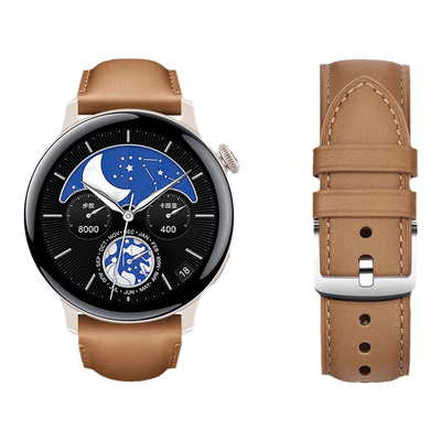 适用vivowatch3手表watch5新款小羊皮iqoo表带watchGT2运动42/46mm智能男生真皮腕带女生表链星辉皓月配件