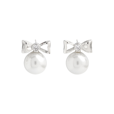 镂空蝴蝶结大珍珠耳钉小众轻奢