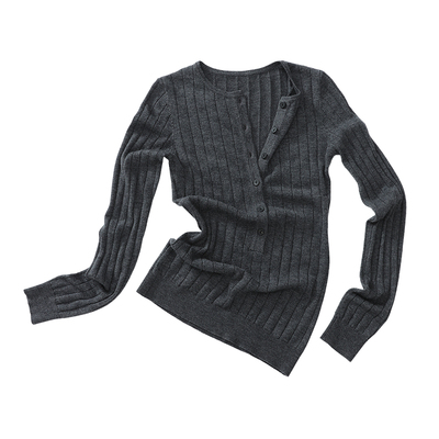 SINGLE MOMENT 25AW美利奴羊毛亨利领针织打底衫长袖T恤上衣女