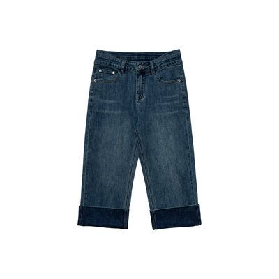 UNRETRO复古修身显瘦七分牛仔裤