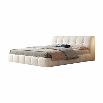 小红书法式奶油风泡芙床防猫抓布艺软包储物双人主卧大床2米x2米2