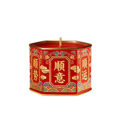 中式铁壳蜡烛六顺烛环保顺顺利利万事顺遂节日红色装饰新中式新潮