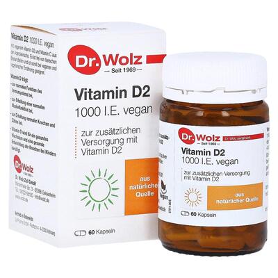 Dr.Wolz维D2维C胶囊60粒植物提取素食补钙骨骼牙齿健康