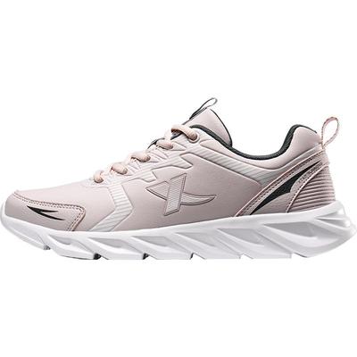 特步女鞋革面防水跑鞋