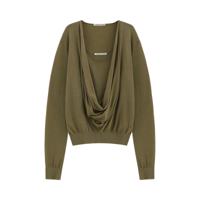 荡领上衣吊带毛织两件套