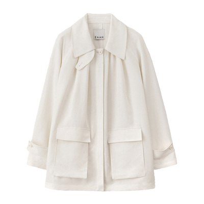 EAAH 韩国品牌 女装2026春夏气质复古风大翻领宽松工装夹克外套