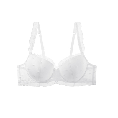 纯欲仙气爱心提花网纱内衣