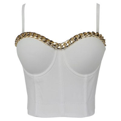 Slim-Fit Fishbone Chain Tube Top Sling修身鱼骨链条抹胸吊带女