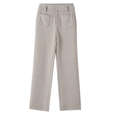 Goodland美地优雅羊毛混纺直筒裤女垂坠显瘦秋冬季LC64520010