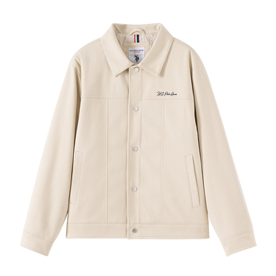 USPA男士棉服翻领休闲保罗棉衣保暖短款冬装新品男装舒适夹克外套