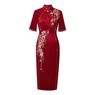 乔万尼喜宴礼服国风旗袍连衣裙好看流行重工刺绣中袖设计ET3E615