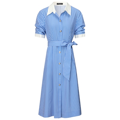 仿佛条纹简约女收腰连衣裙