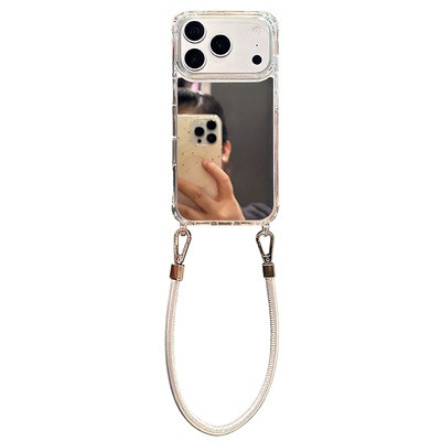 lizardhill 简约补妆镜面适用苹果18promax手机壳17pro新款16pro女iphone15pro斜挎可背带挂绳14pro超好看13